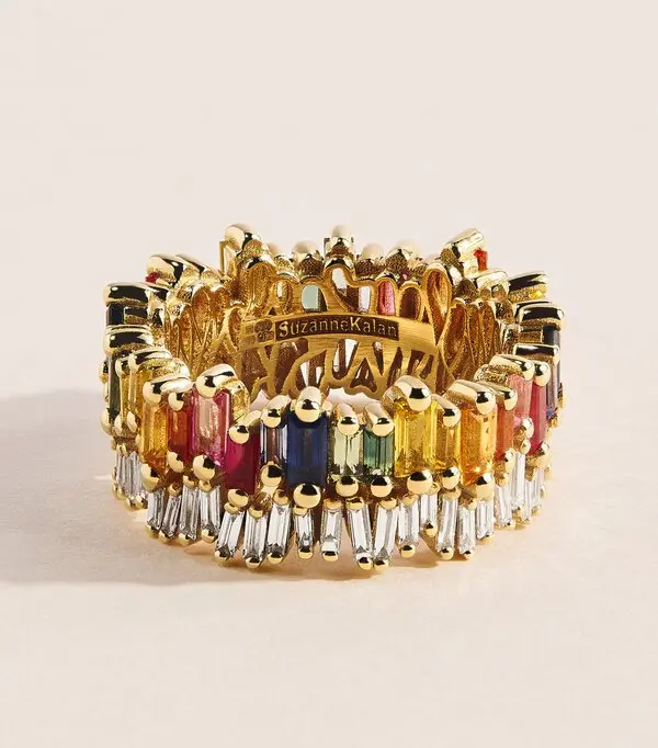 SUZANNE KALAN Yellow Diamond And Rainbow Sapphire Double Stack Eternity Ring - Gold
