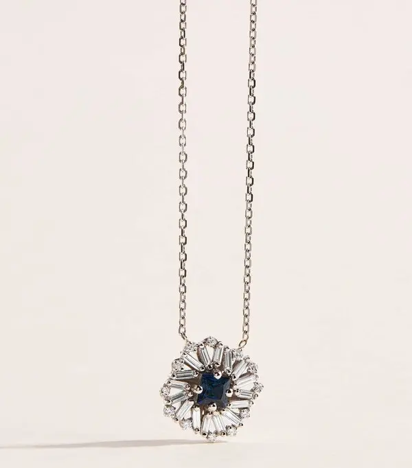 SUZANNE KALAN 18k Gold Diamond And Sapphire Necklace - White