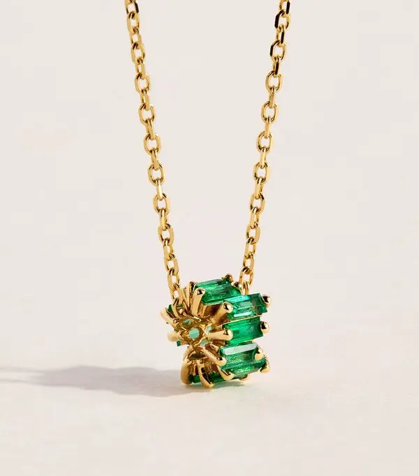 SUZANNE KALAN Emerald And Yellow Pendant Necklace - Gold