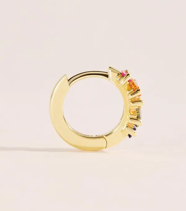 SUZANNE KALAN Bold Rainbow Sapphire Huggie Earrings - Gold