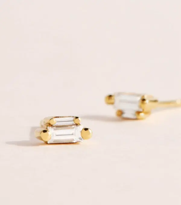SUZANNE KALAN Yellow And Diamond Baguette Stud Earrings
