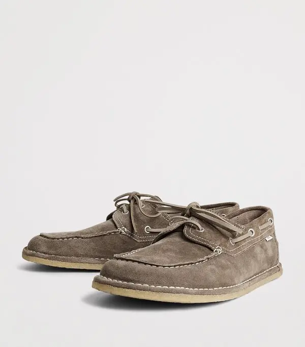 AMI Paris Suede Boat Shoes With Logo Detail - Brown
