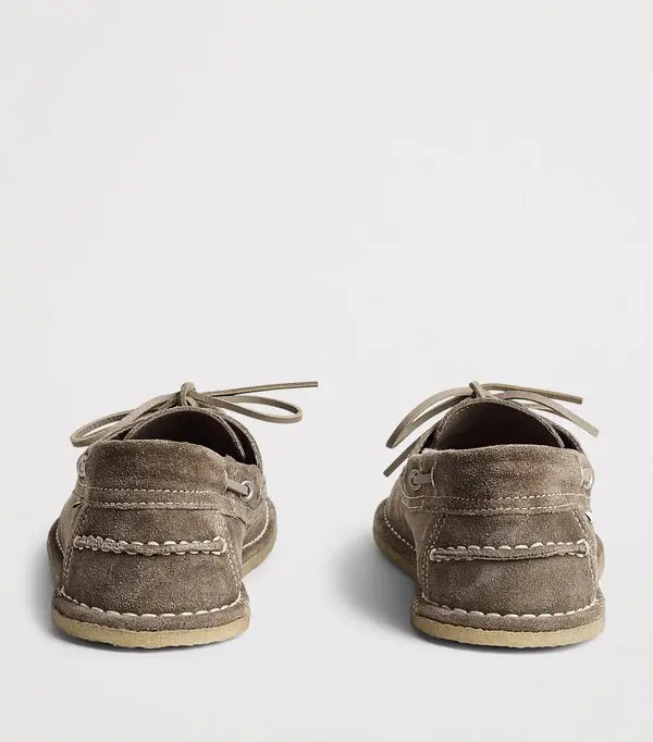 AMI Paris Suede Boat Shoes With Logo Detail - Brown
