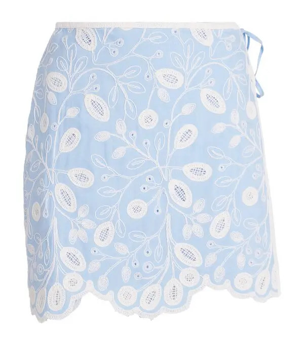 Simkhai Delaney Embroidered Mini Skirt - Blue