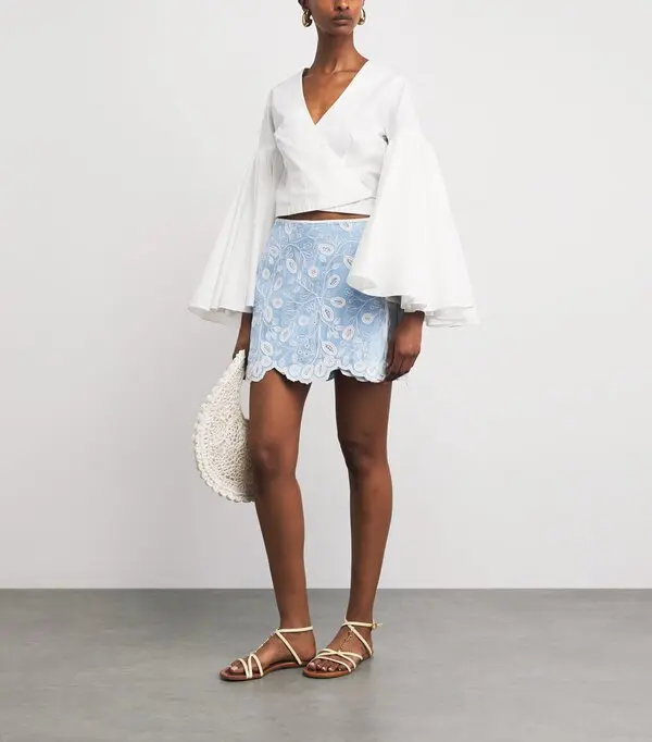 Simkhai Delaney Embroidered Mini Skirt - Blue