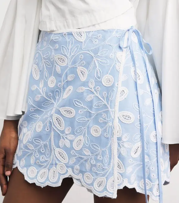 Simkhai Delaney Embroidered Mini Skirt - Blue