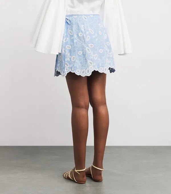 Simkhai Delaney Embroidered Mini Skirt - Blue