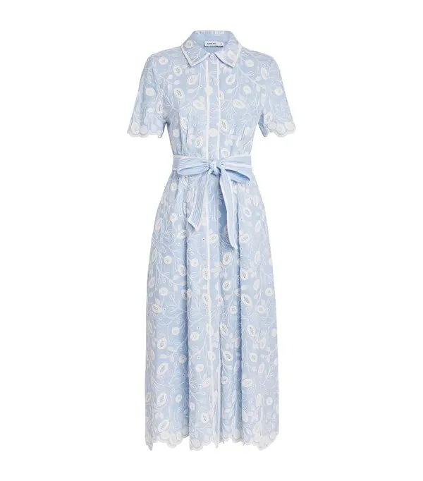 Simkhai Audria Crochet Embroidered Linen-blend Midi Dress - Blue