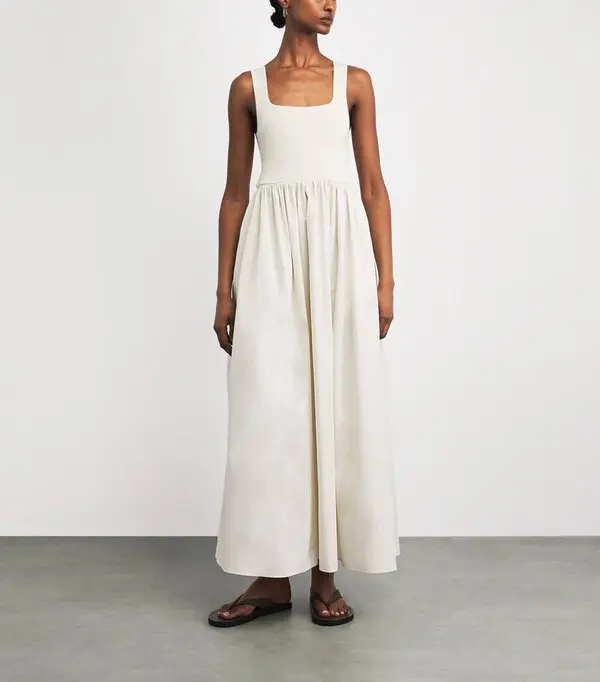 Matteau Organic Cotton Square Neck Midi Dress - Ivory