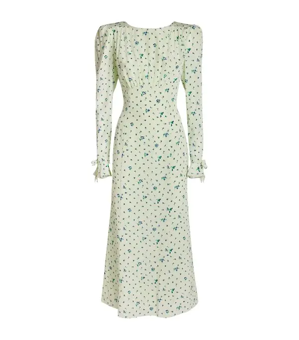 Alessandra Rich Silk Floral Print Maxi Dress
