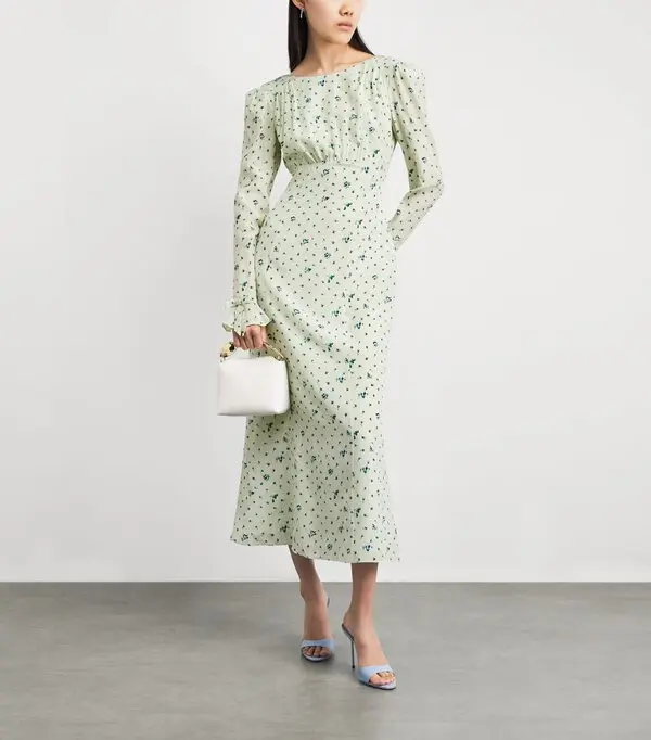 Alessandra Rich Silk Floral Print Maxi Dress