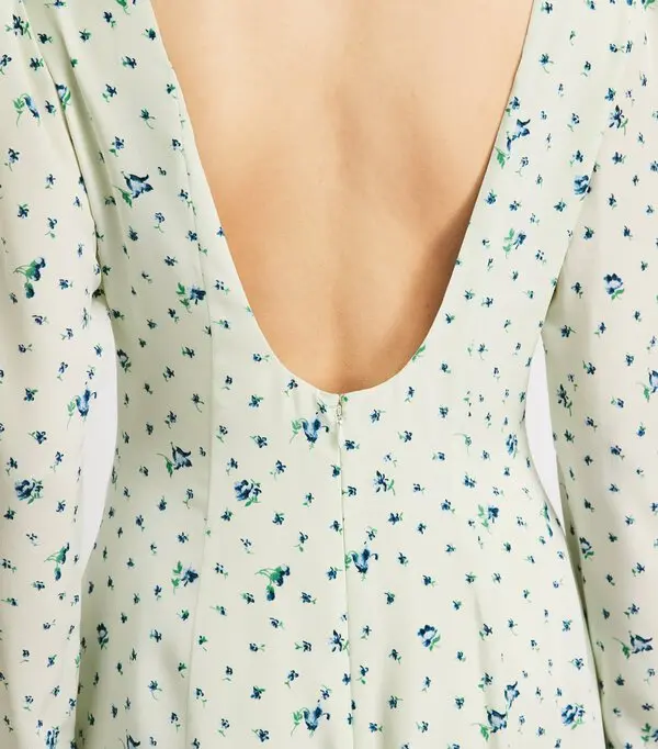 Alessandra Rich Silk Floral Print Maxi Dress