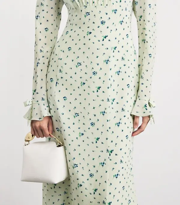 Alessandra Rich Silk Floral Print Maxi Dress