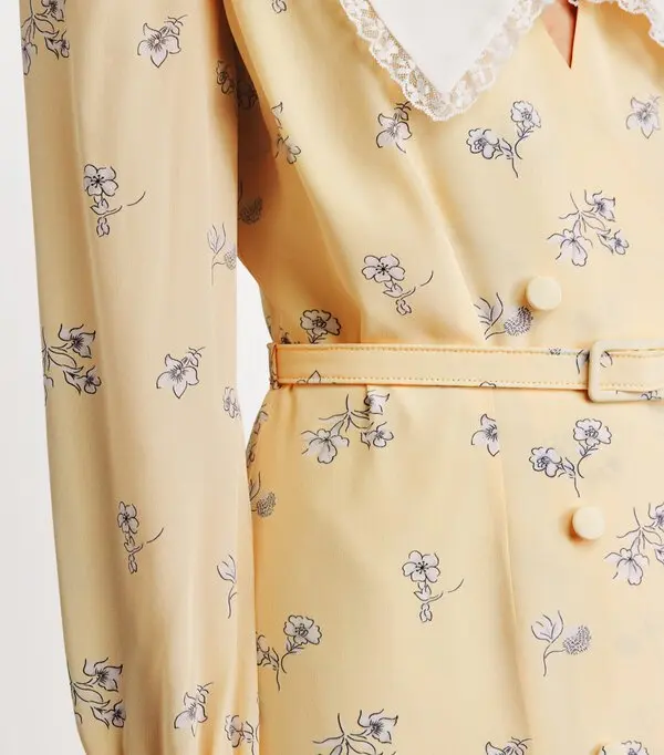 Alessandra Rich Silk Floral Double-breasted Midi Dress