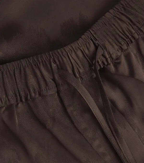 GANNI Satin Jacquard Drawstring Trousers - Brown