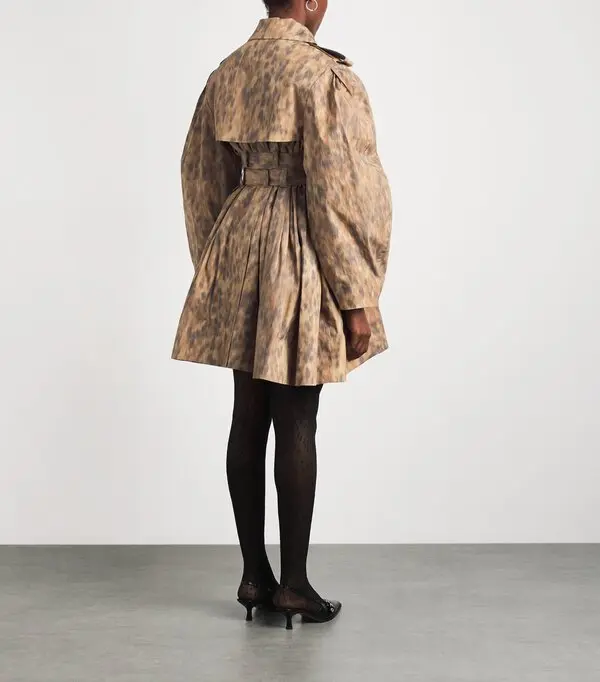 GANNI Leopard Print Belted Trench Coat