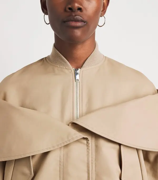 GANNI Organic Cotton Wide-collar Bomber Jacket - Beige