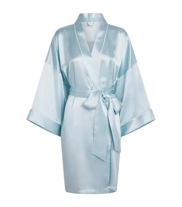 Olivia Von Halle Silk Mimi Robe - Blue