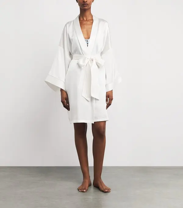 Olivia Von Halle Mimi Silk Robe - Ivory