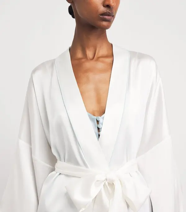 Olivia Von Halle Mimi Silk Robe - Ivory