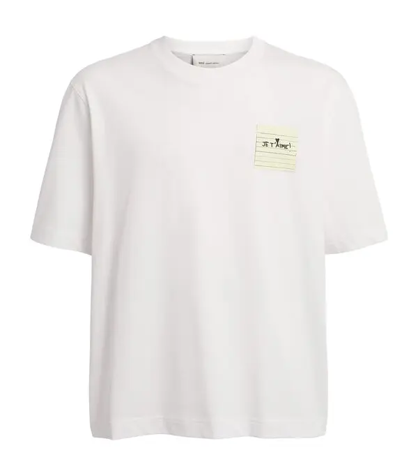 AMI Paris I Love You" Printed Cotton T-shirt - White