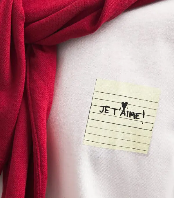 AMI Paris I Love You" Printed Cotton T-shirt - White