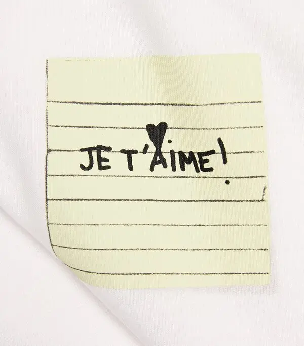 AMI Paris I Love You" Printed Cotton T-shirt - White