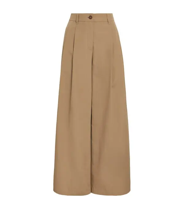 Lafayette 148 New York Cotton Plated Wide-leg Trousers - Green