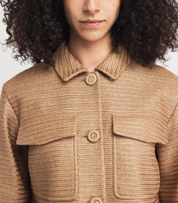 Lafayette 148 New York Faux Raffia Cropped Overshirt