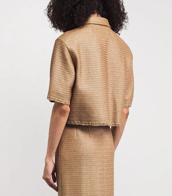 Lafayette 148 New York Faux Raffia Cropped Overshirt