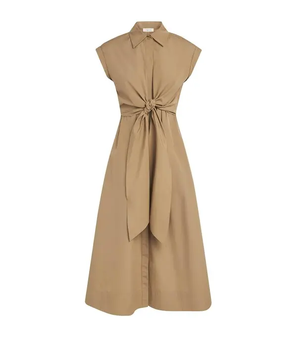 Lafayette 148 New York Cotton Tie-front Midi Shirt Dress