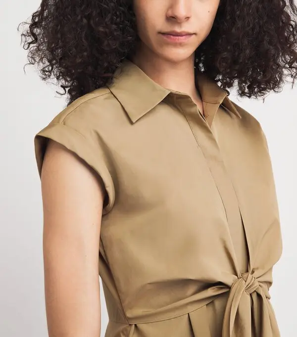 Lafayette 148 New York Cotton Tie-front Midi Shirt Dress