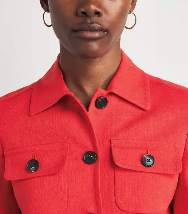 ME+EM Cropped Jacket With Classic Collar - Red