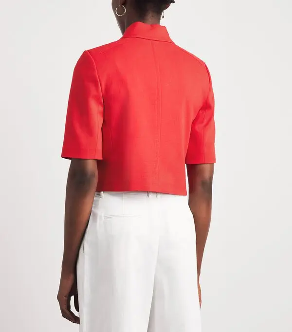 ME+EM Cropped Jacket With Classic Collar - Red