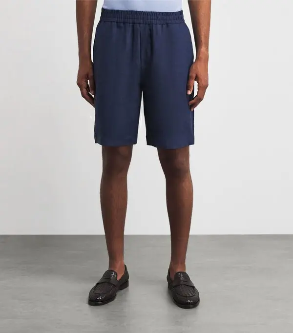 Sunspel Linen Drawstring Shorts - Navy