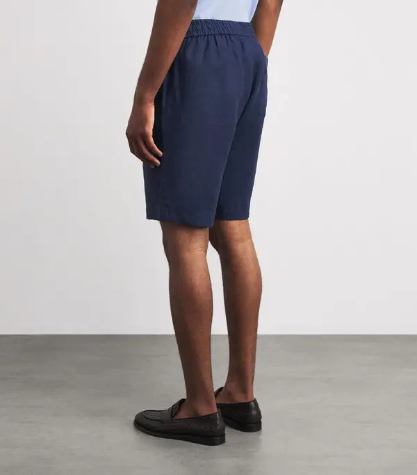 Sunspel Linen Drawstring Shorts - Navy