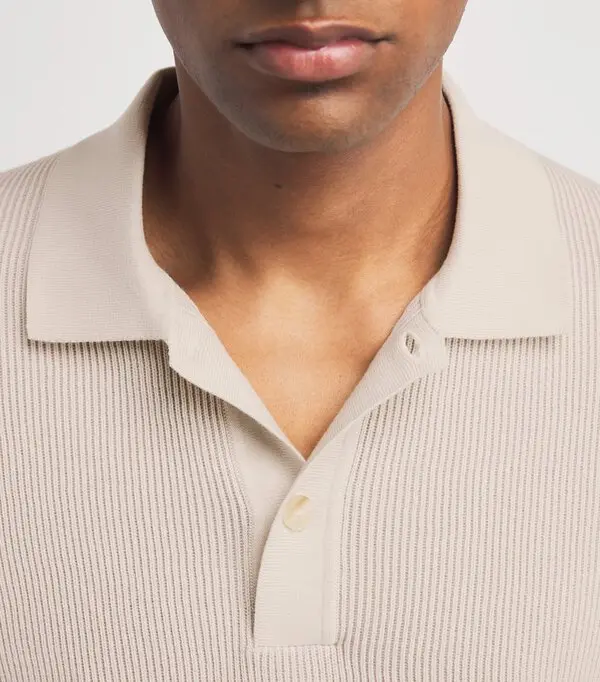 Sunspel Cotton Rib-knit Polo Shirt - Ivory