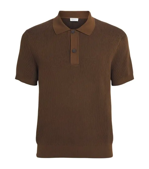 Sunspel Cotton Rib-knit Polo Shirt - Brown