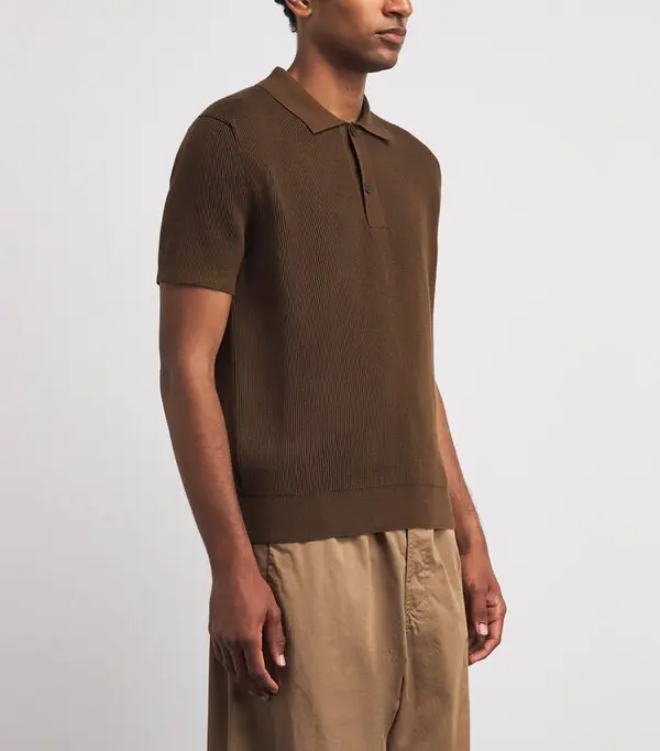 Sunspel Cotton Rib-knit Polo Shirt - Brown
