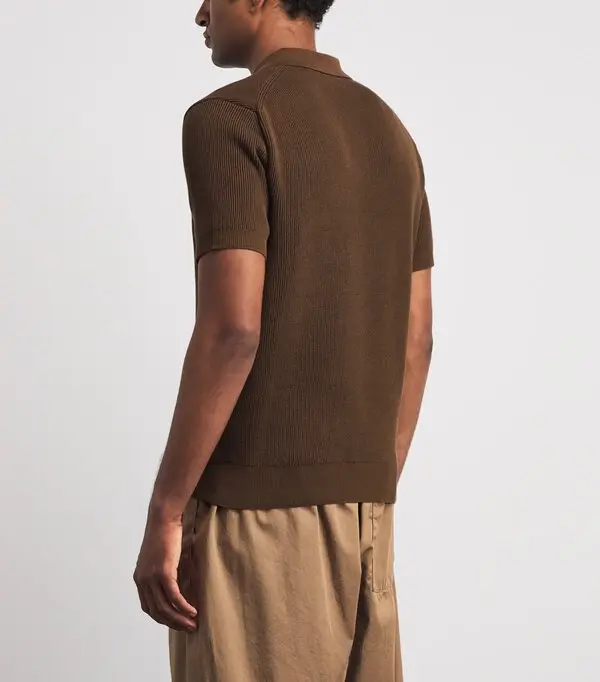 Sunspel Cotton Rib-knit Polo Shirt - Brown