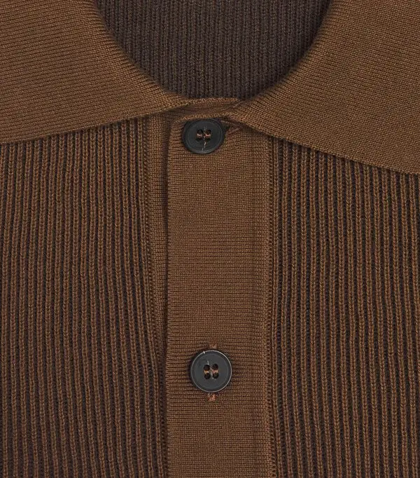 Sunspel Cotton Rib-knit Polo Shirt - Brown