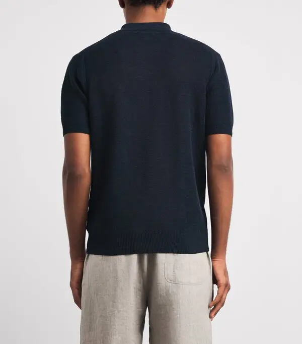 Sunspel Linen-silk Honeycomb Polo Shirt - Navy