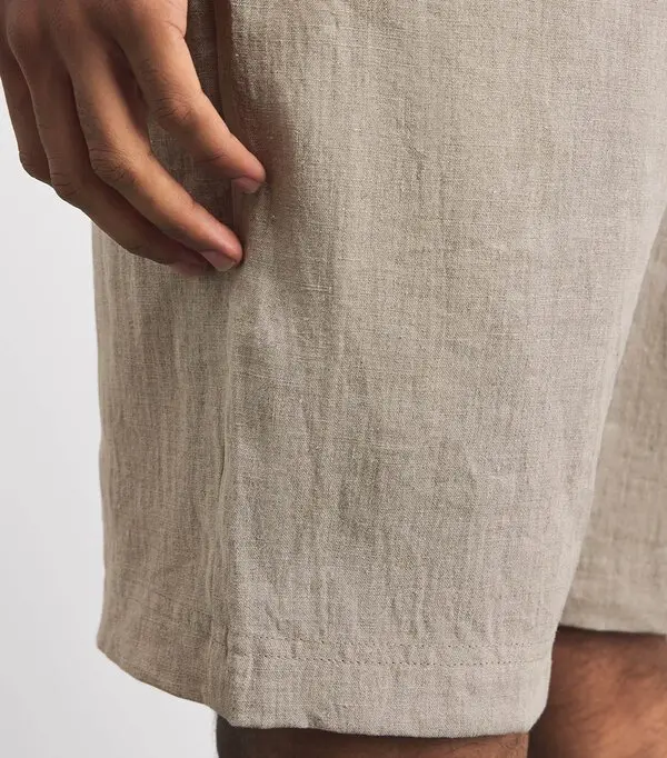Sunspel Linen Drawstring Shorts - Beige