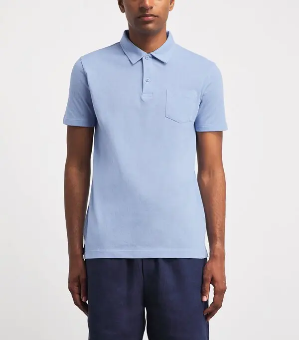 Sunspel Supima Cotton Riviera Polo Shirt - Blue