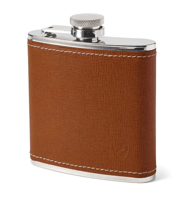ASPINAL OF LONDON Leather Classic Hip Flask - Brown