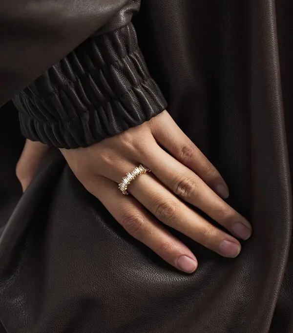 SUZANNE KALAN Bold Eternity Ring With Baguette Diamonds In 18k Yellow