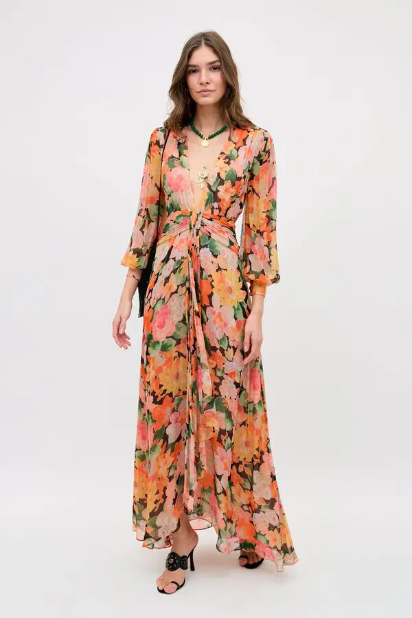 Rixo Meera Chelsea Floral Dress - Orange
