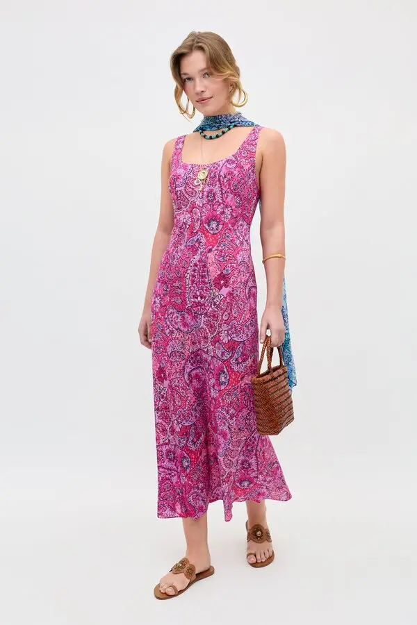 Rixo Bondi Paisley Floral Maxi Dress - Red
