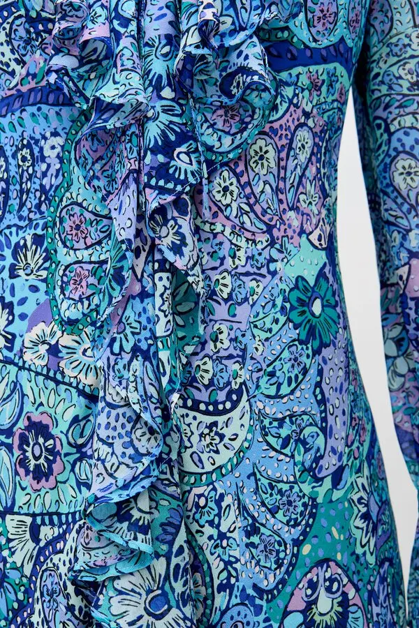Rixo Gracye Paisley Floral Dress - Blue