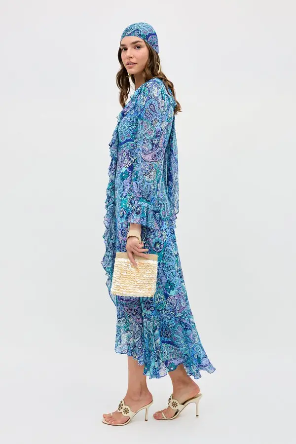 Rixo Gracye Paisley Floral Dress - Blue